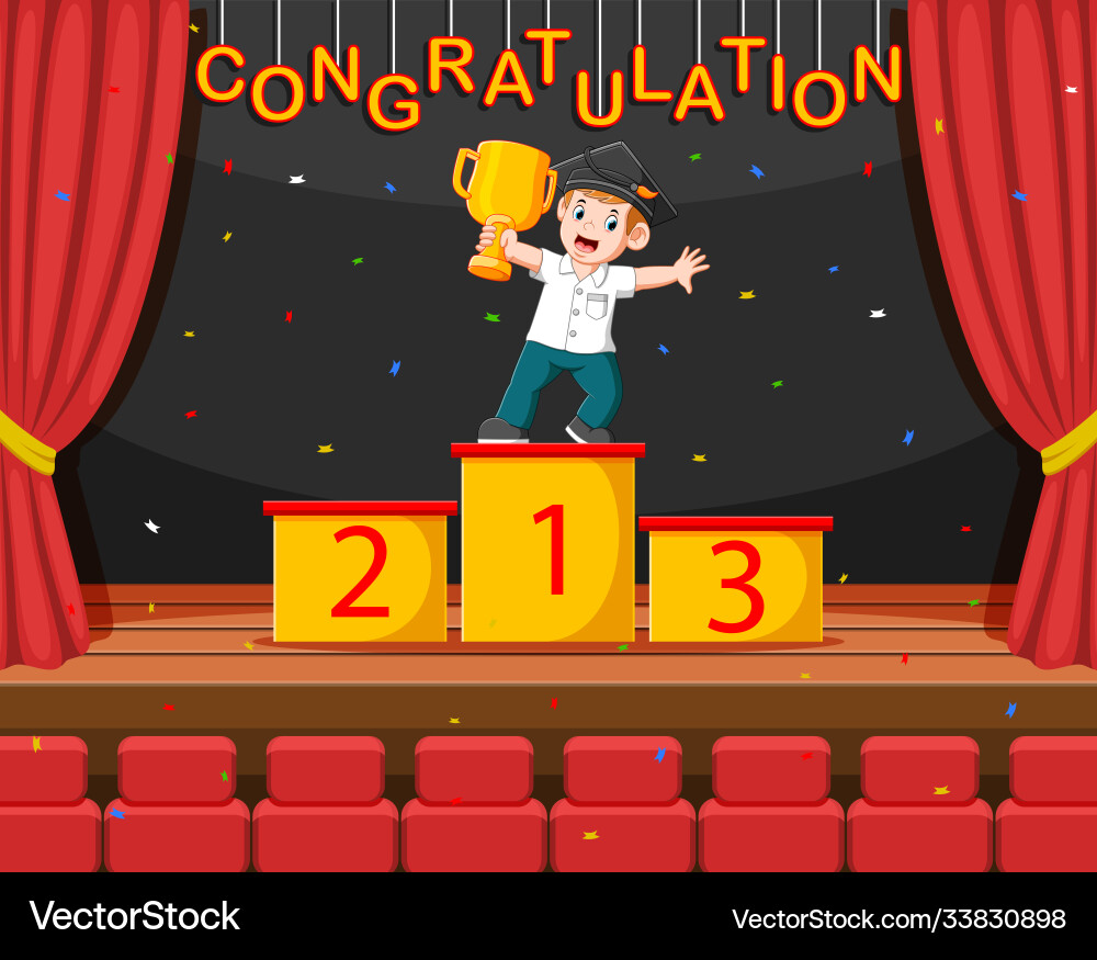 Winner standing in first stage Royalty Free Vector Image