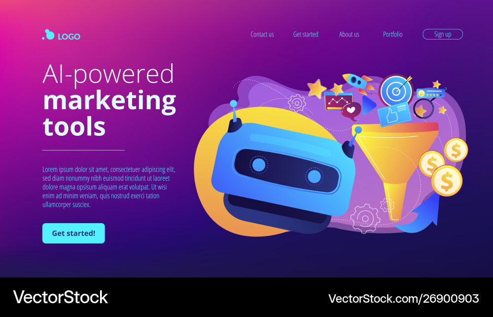 Ai-powered marketing tools concept landing page Vector Image