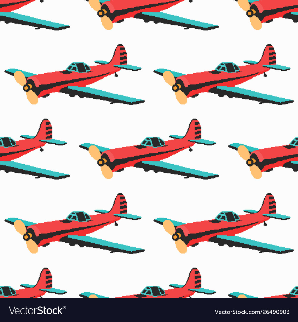 Airplane color seamless pattern Royalty Free Vector Image