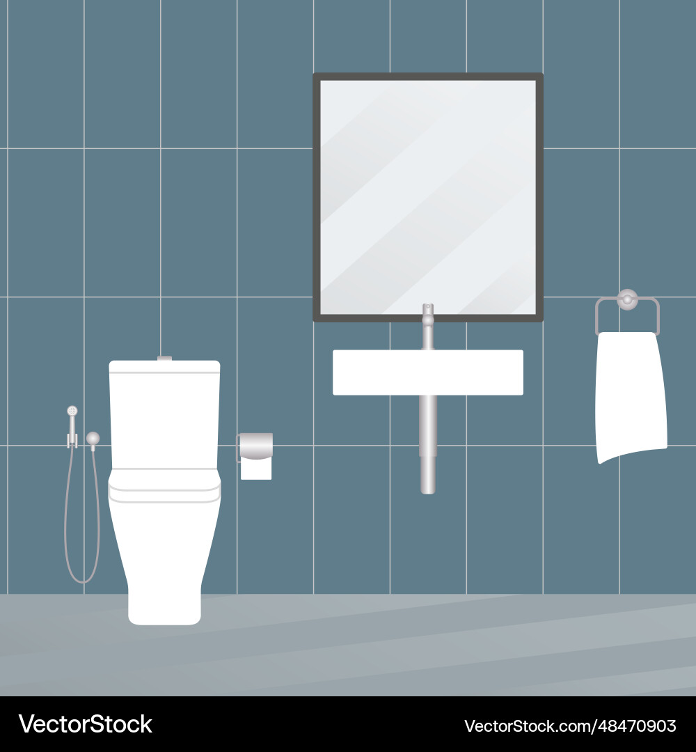 Bathroom interior with modern sink and toilet Vector Image
