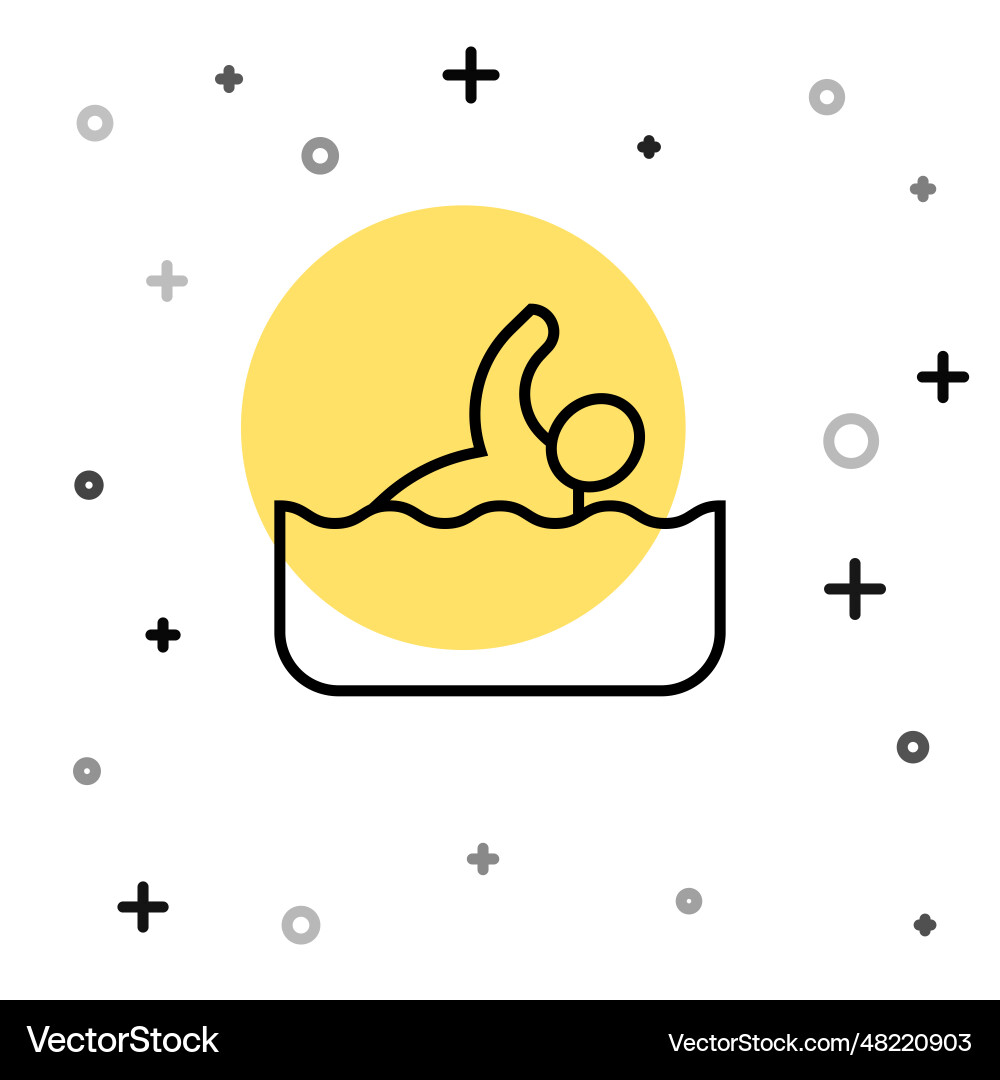 Black line swimmer athlete icon isolated on white Vector Image
