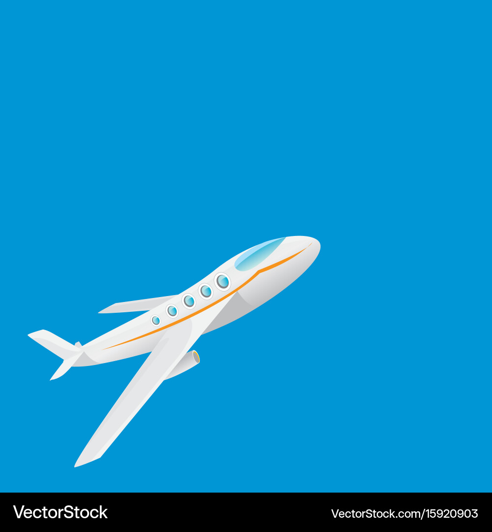 Cartoon airplane flying in blue sky Royalty Free Vector