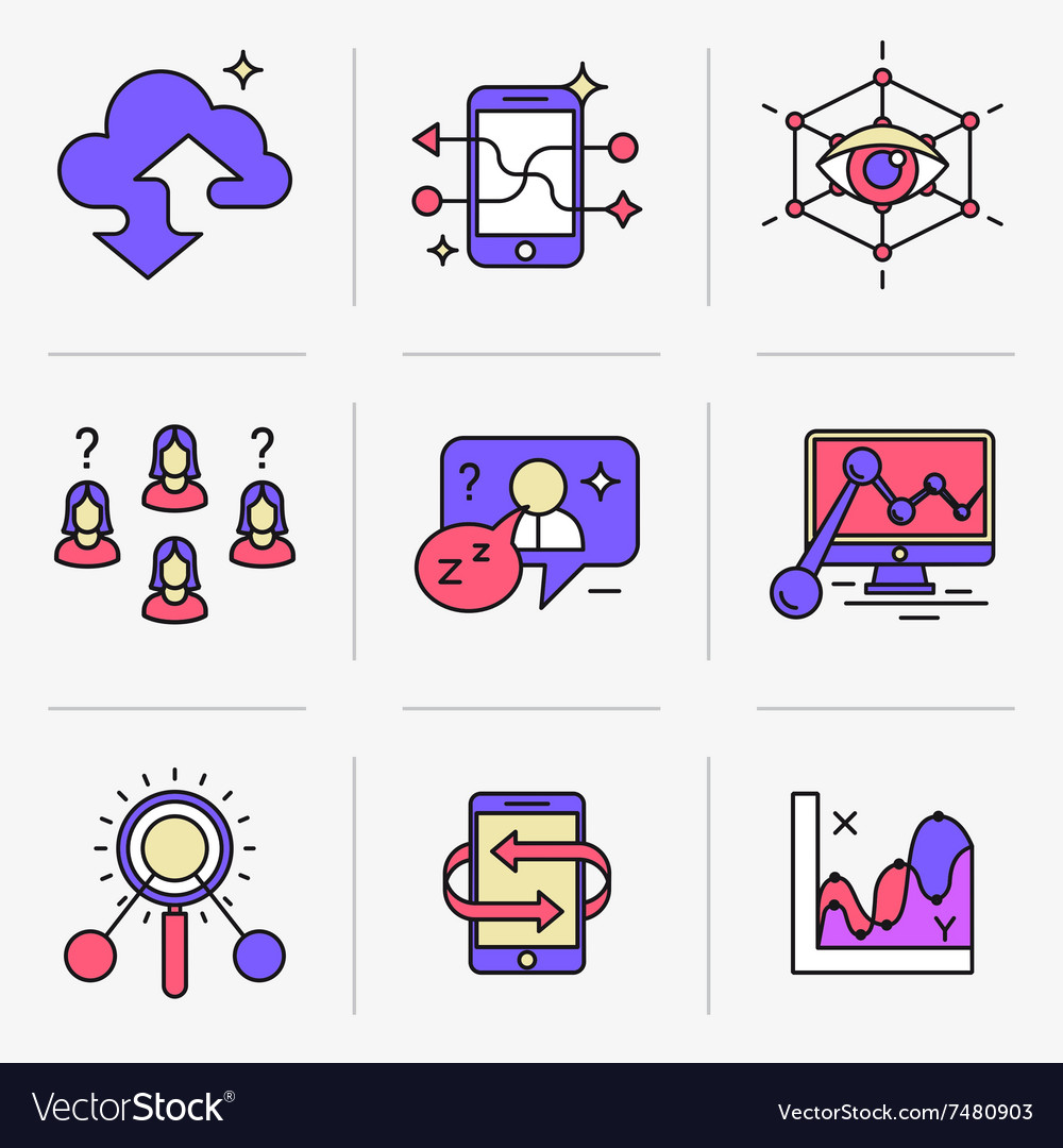 Creative flat line ikon set Royalty Free Vector Image