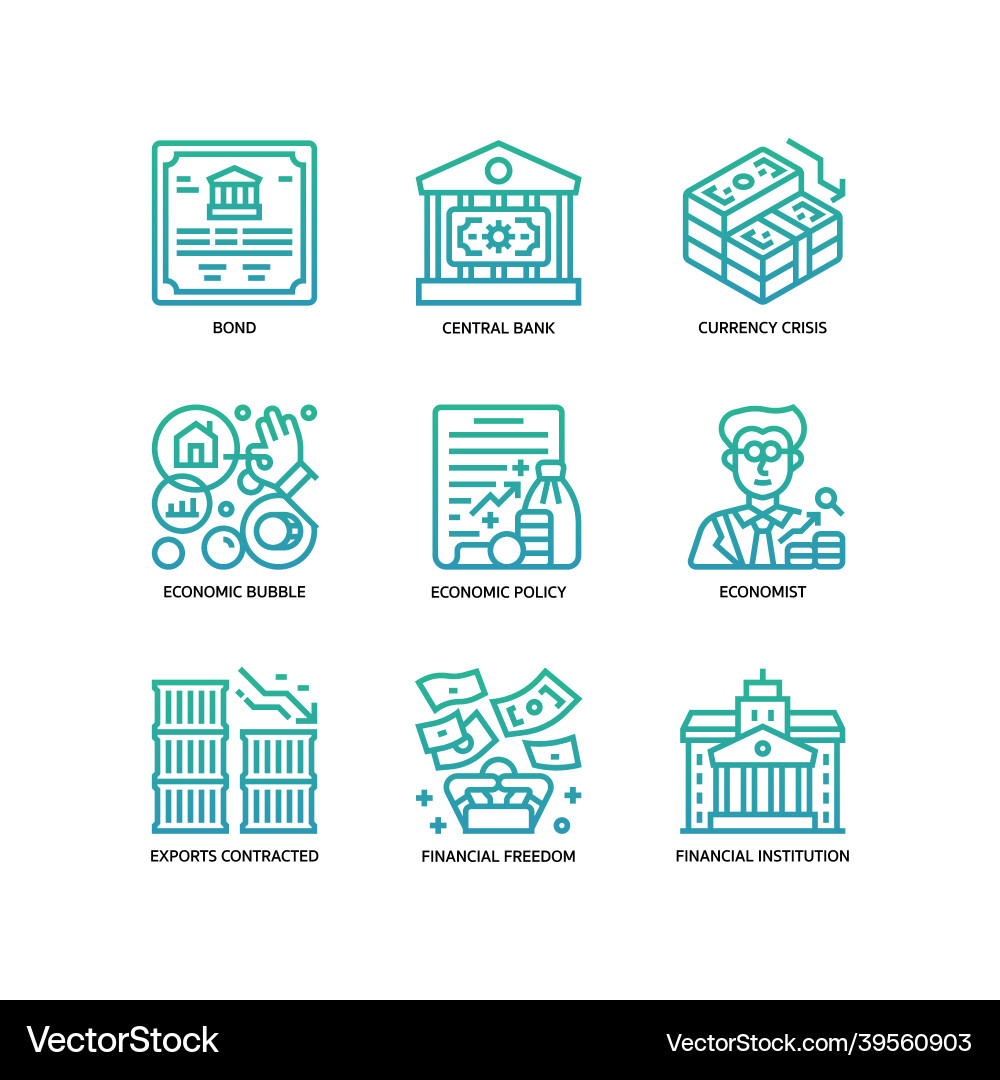Economic crisis icons set Royalty Free Vector Image