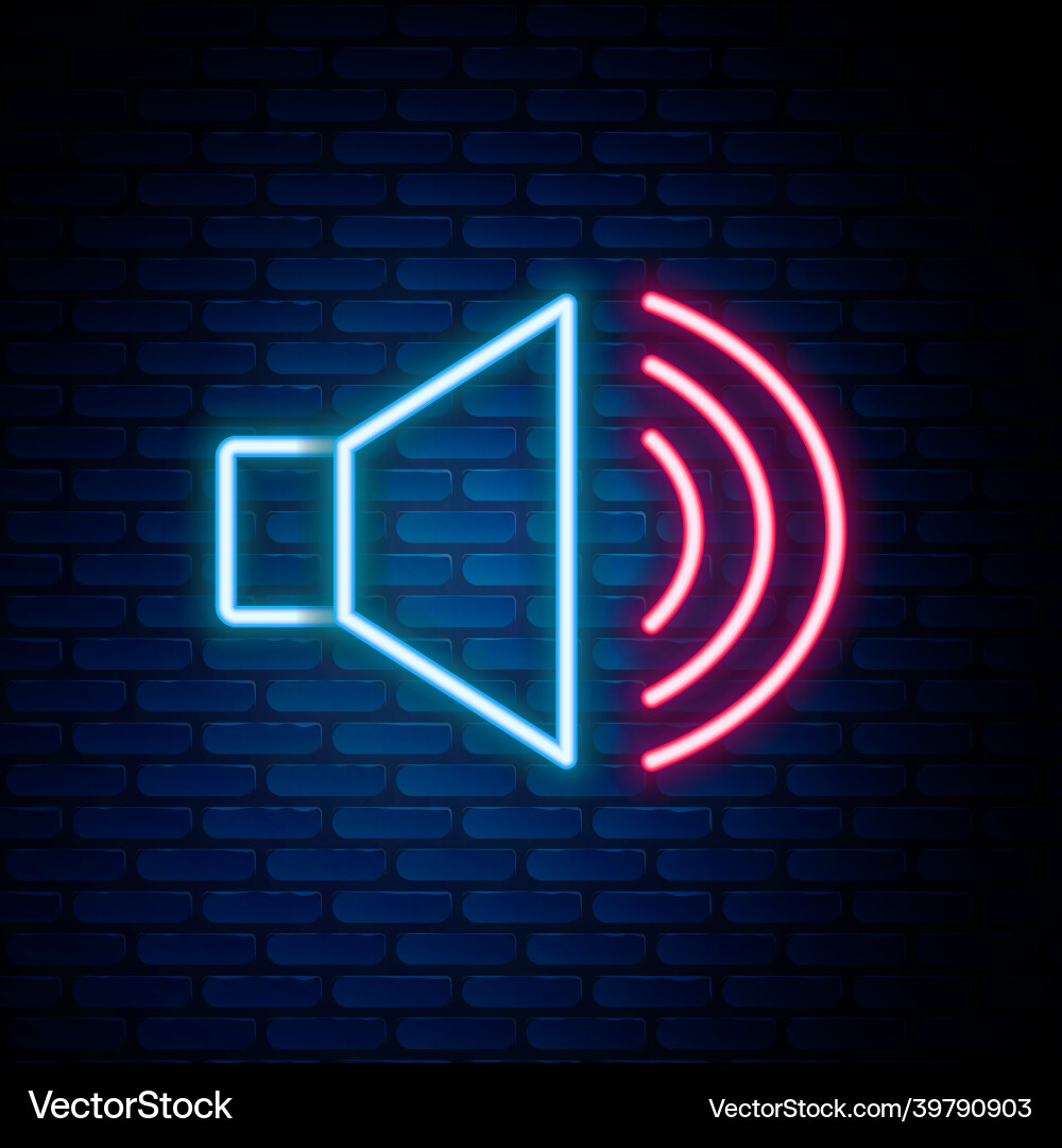 Glowing neon line speaker volume audio voice Vector Image