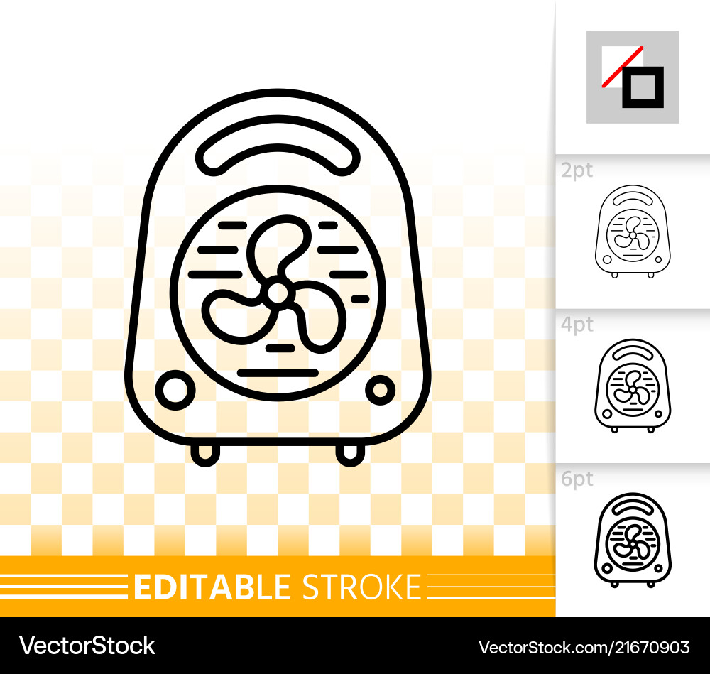 Heat fan simple black line icon Royalty Free Vector Image