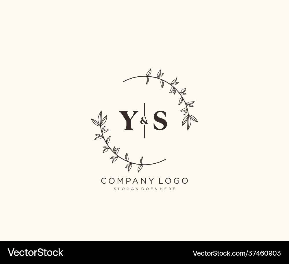 Initial ys letters beautiful floral feminine Vector Image