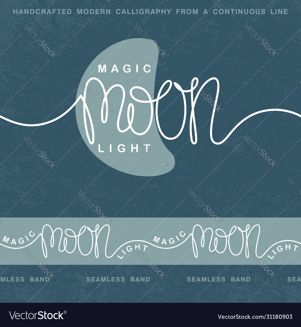 Magic moon light continuous one line calligraphy Vector Image