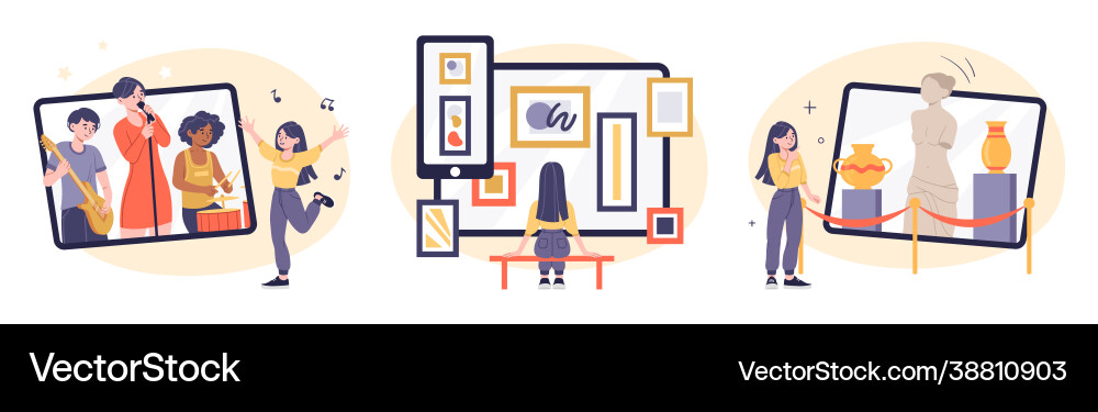 Online museum tour education virtual Royalty Free Vector