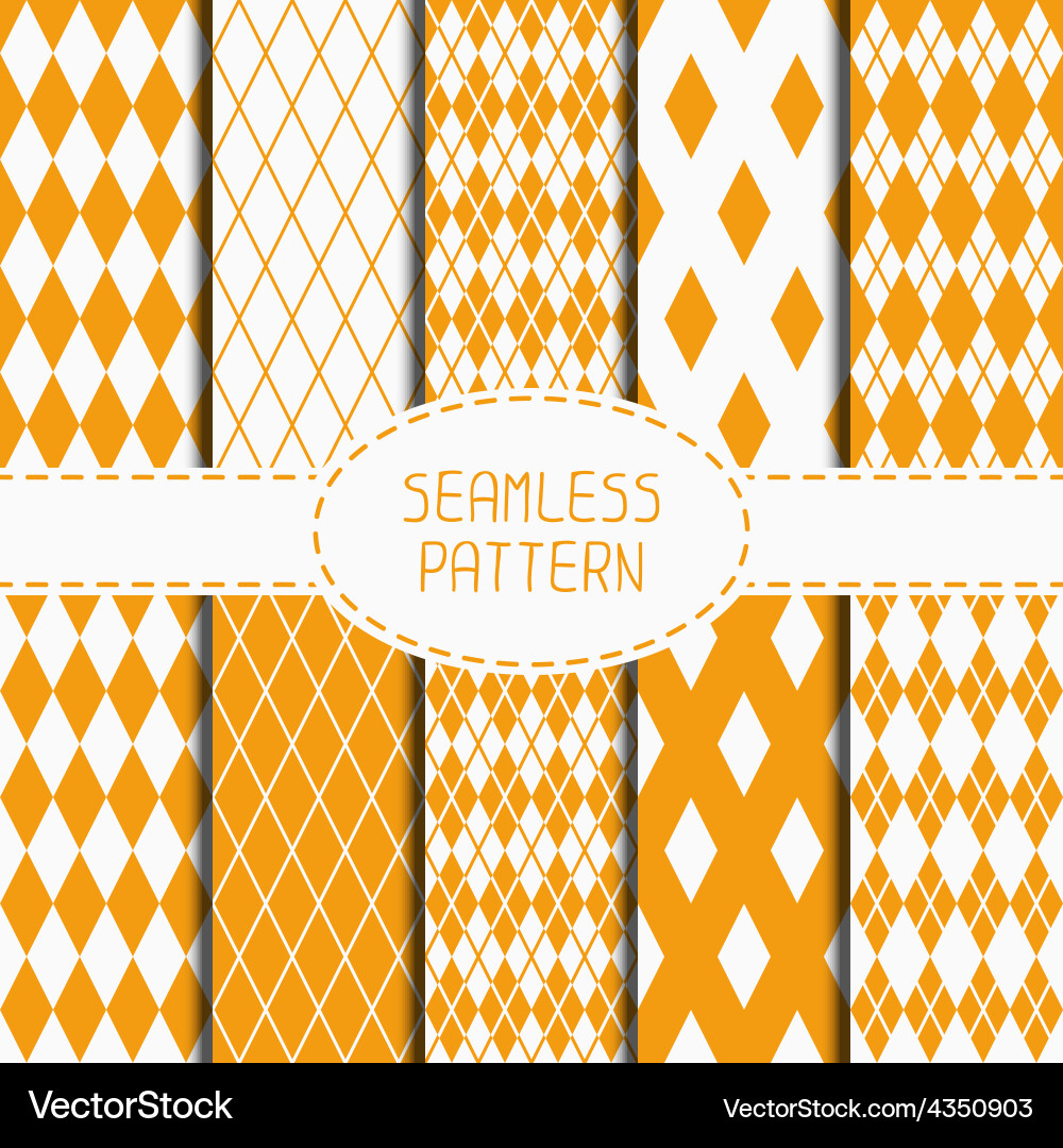 Set of geometric yellow orange seamless pattern Vector Image