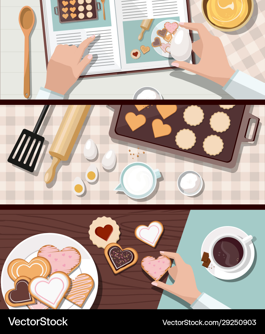 Woman baking and cooking ingredients Royalty Free Vector