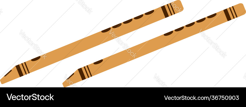 Wooden flute on white background Royalty Free Vector Image