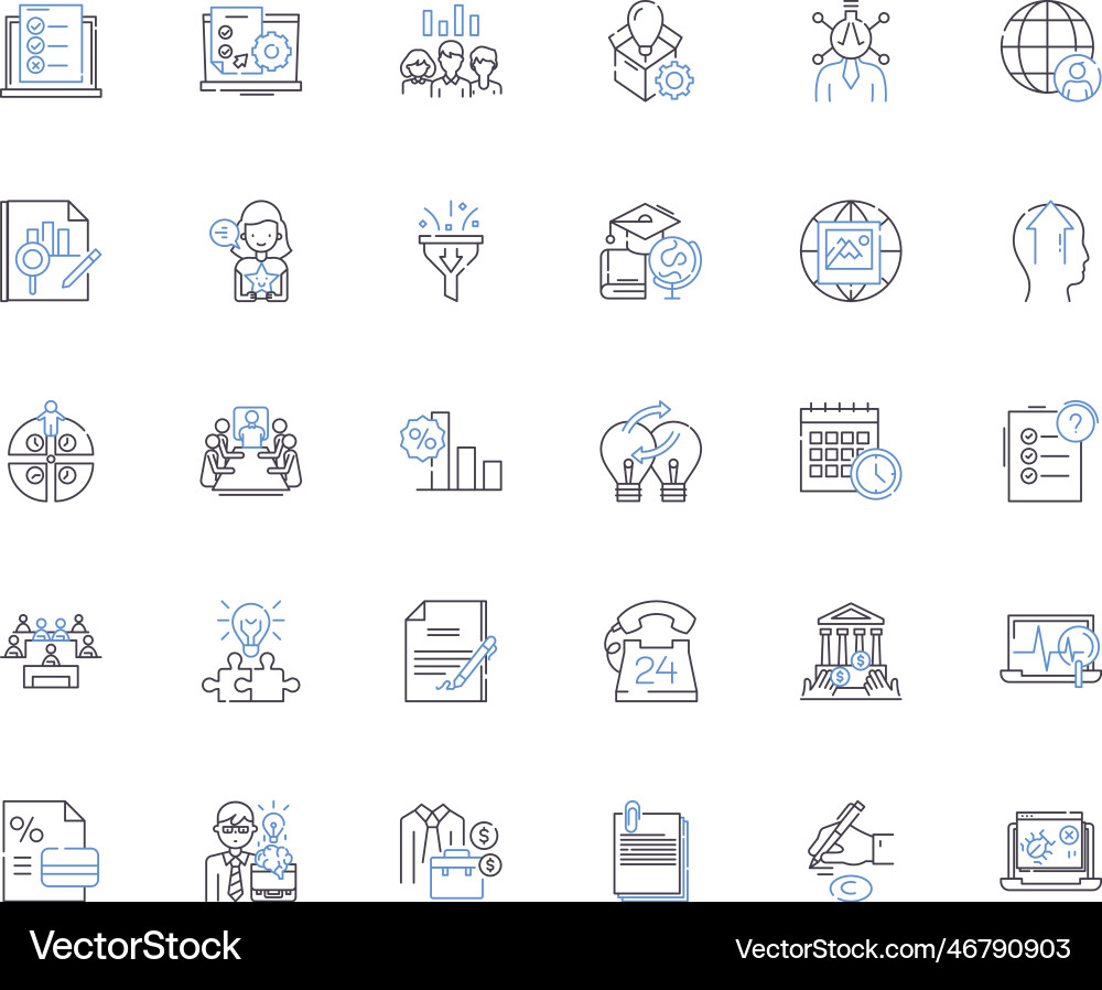 Workplace traditions line icons collection ritual Vector Image