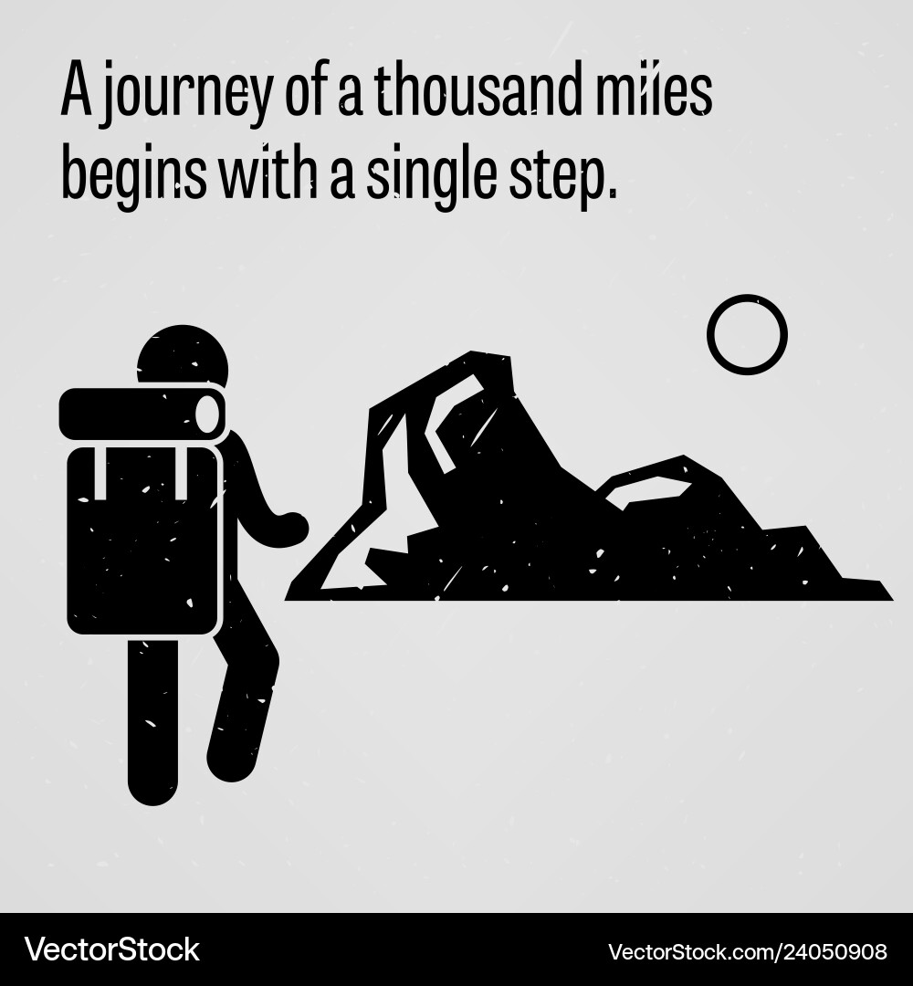 A journey to thousand miles begins Royalty Free Vector Image