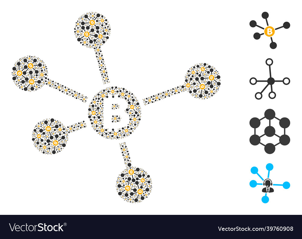 Bitcoin links icon recursion collage Royalty Free Vector