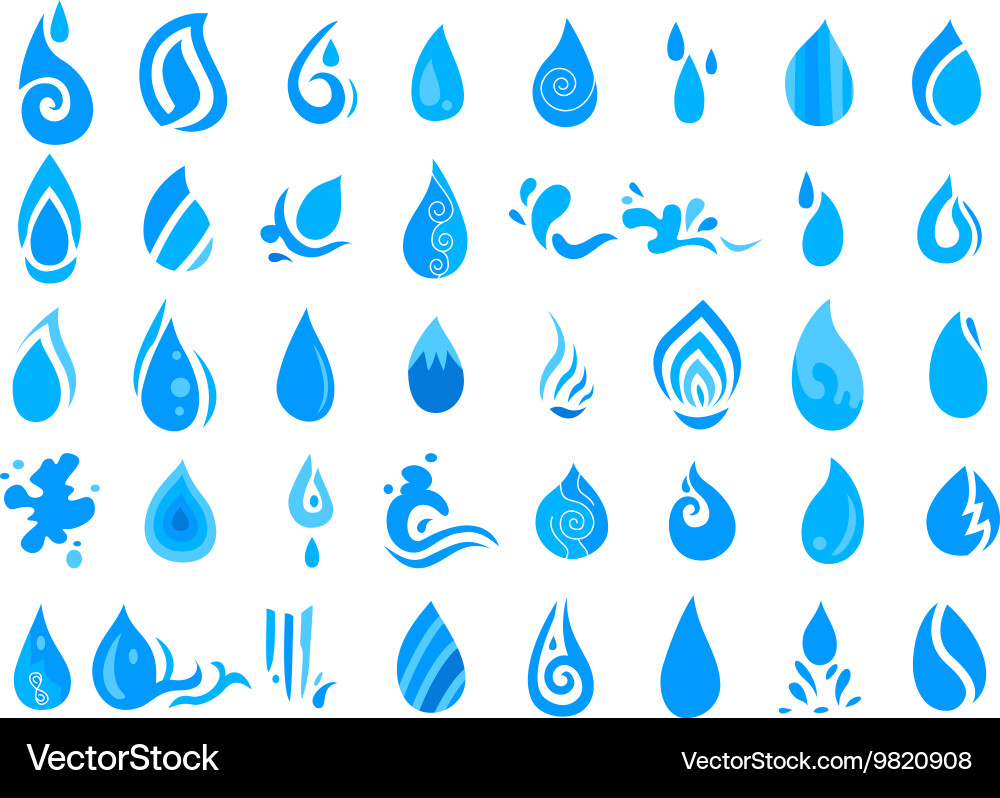 Collection of water icon Royalty Free Vector Image