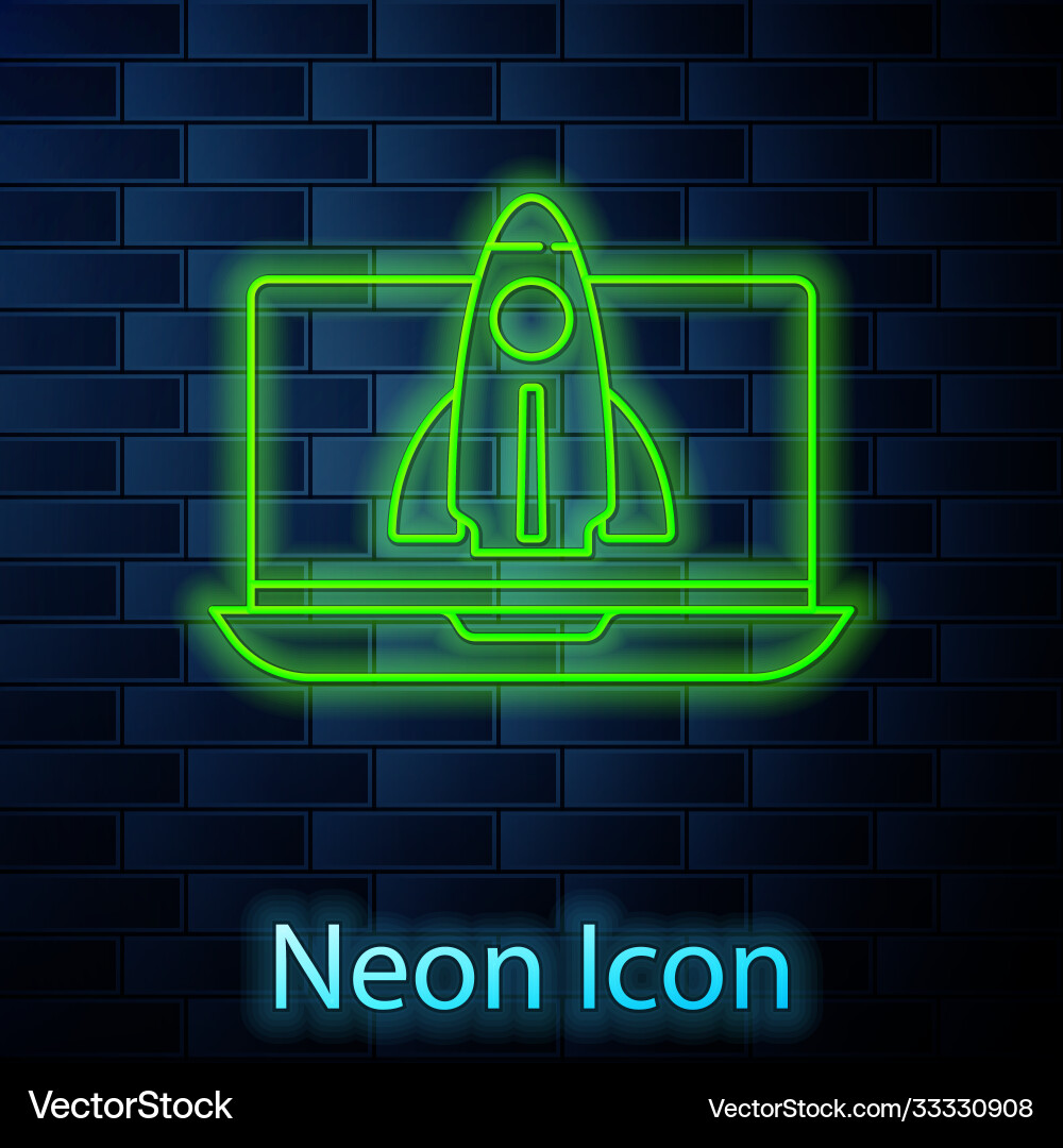 Glowing neon line business startup project concept