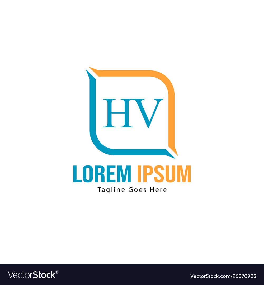 Initial hv logo template with modern frame Vector Image