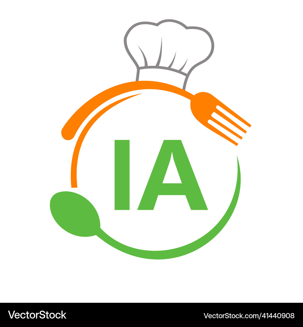 Letter ia restaurant logo with chef hat spoon Vector Image