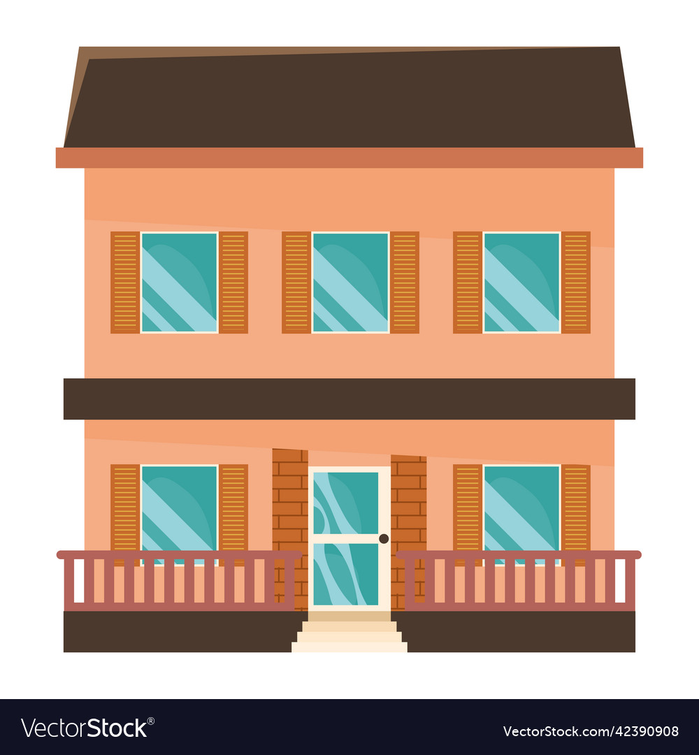 Orange building facade Royalty Free Vector Image