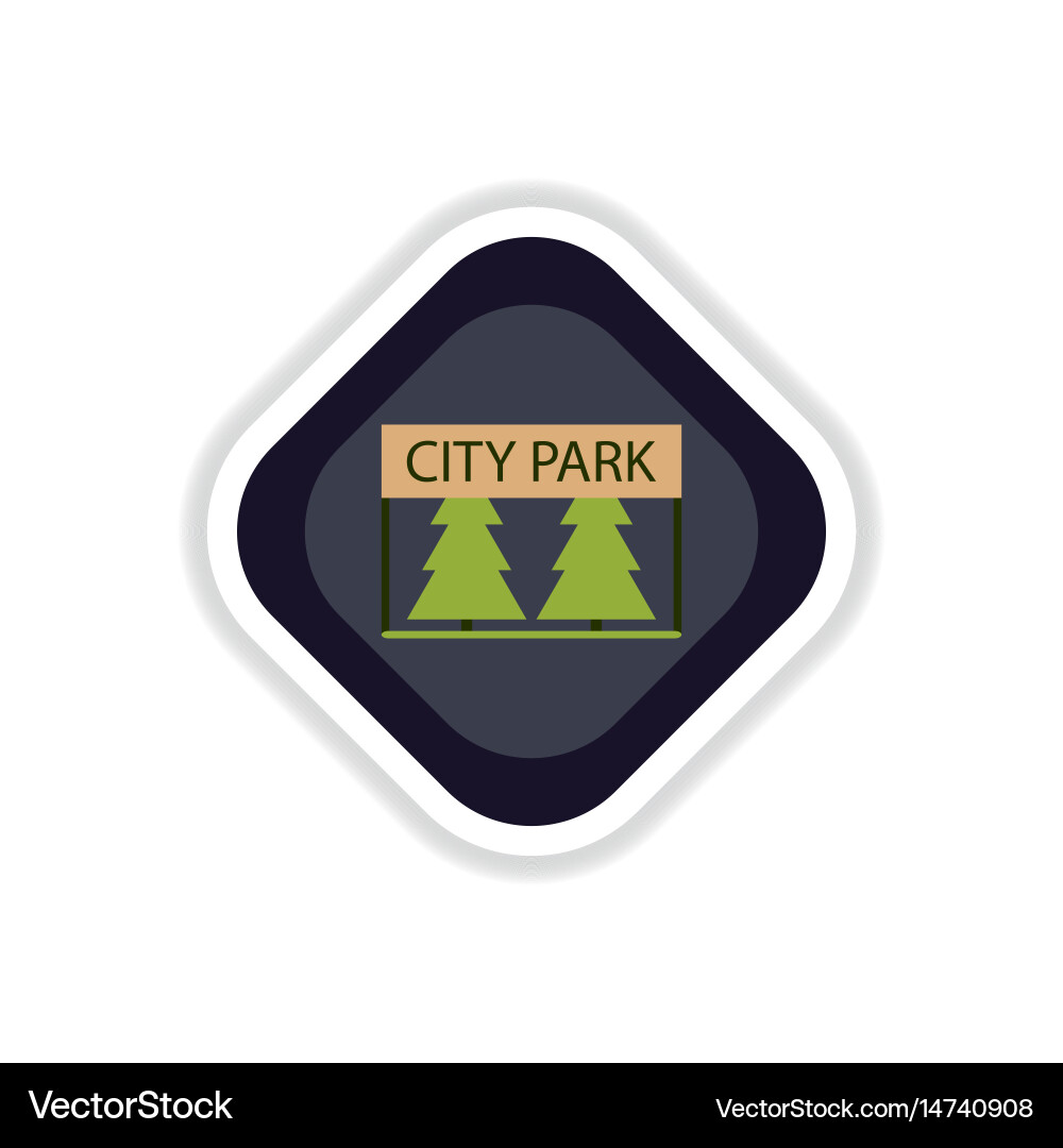 Paper sticker on white background city park Vector Image