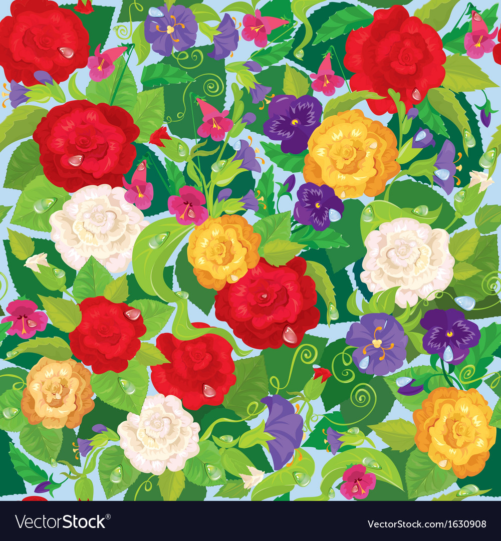 Seamless background with beautiful flowers - rose Vector Image