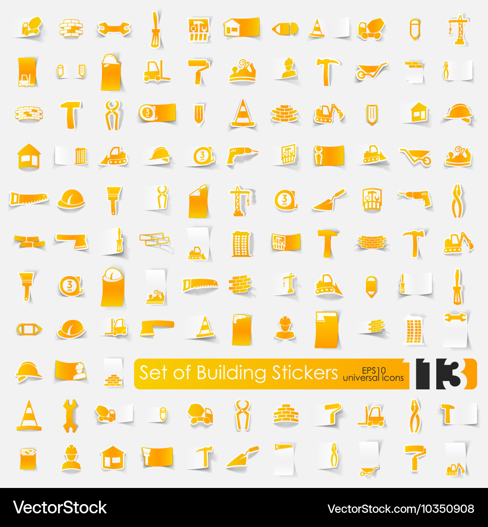 Set of building stickers Royalty Free Vector Image
