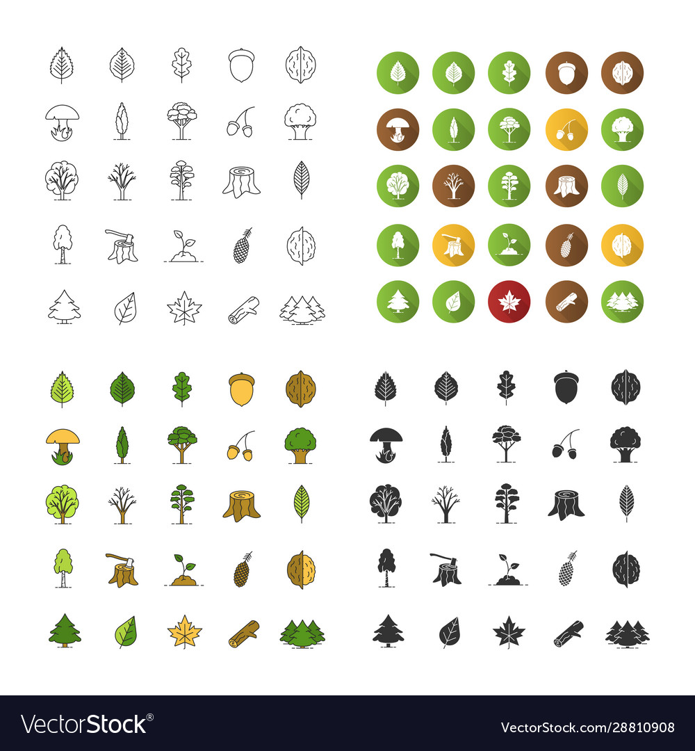 Tree types icons set Royalty Free Vector Image