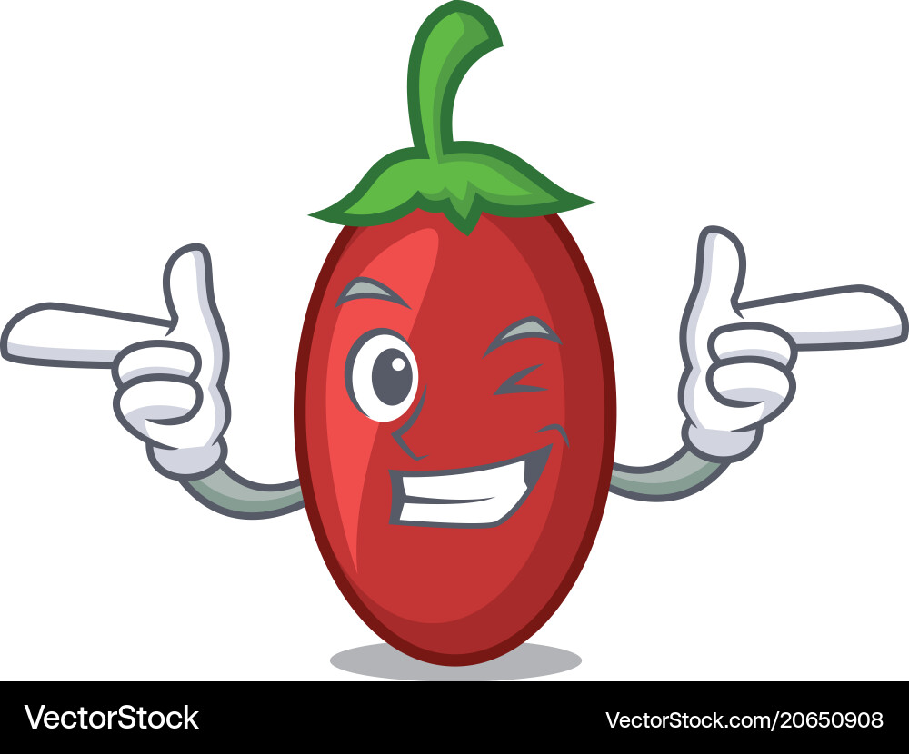 Wink goji berries character cartoon Royalty Free Vector