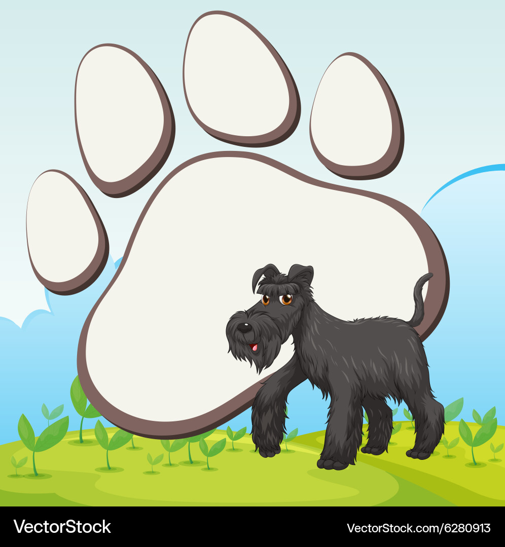 Border design with dog and footprint Royalty Free Vector