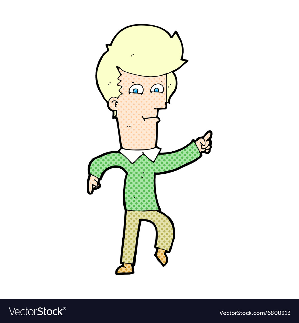 Comic cartoon man pointing Royalty Free Vector Image