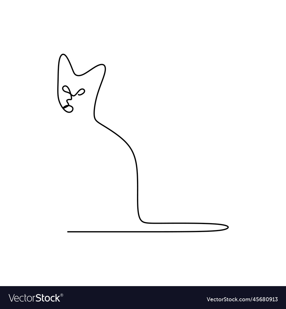 Continuous line drawing of minimalist cat animals Vector Image