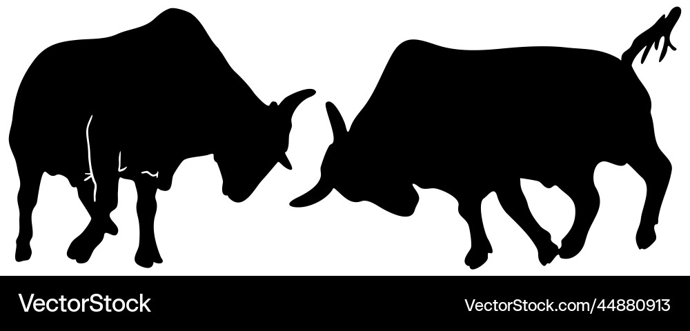 Fighting bulls emblem set running angry bulls Vector Image