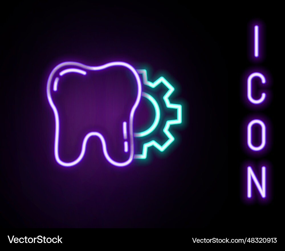 Glowing neon line tooth treatment procedure icon Vector Image