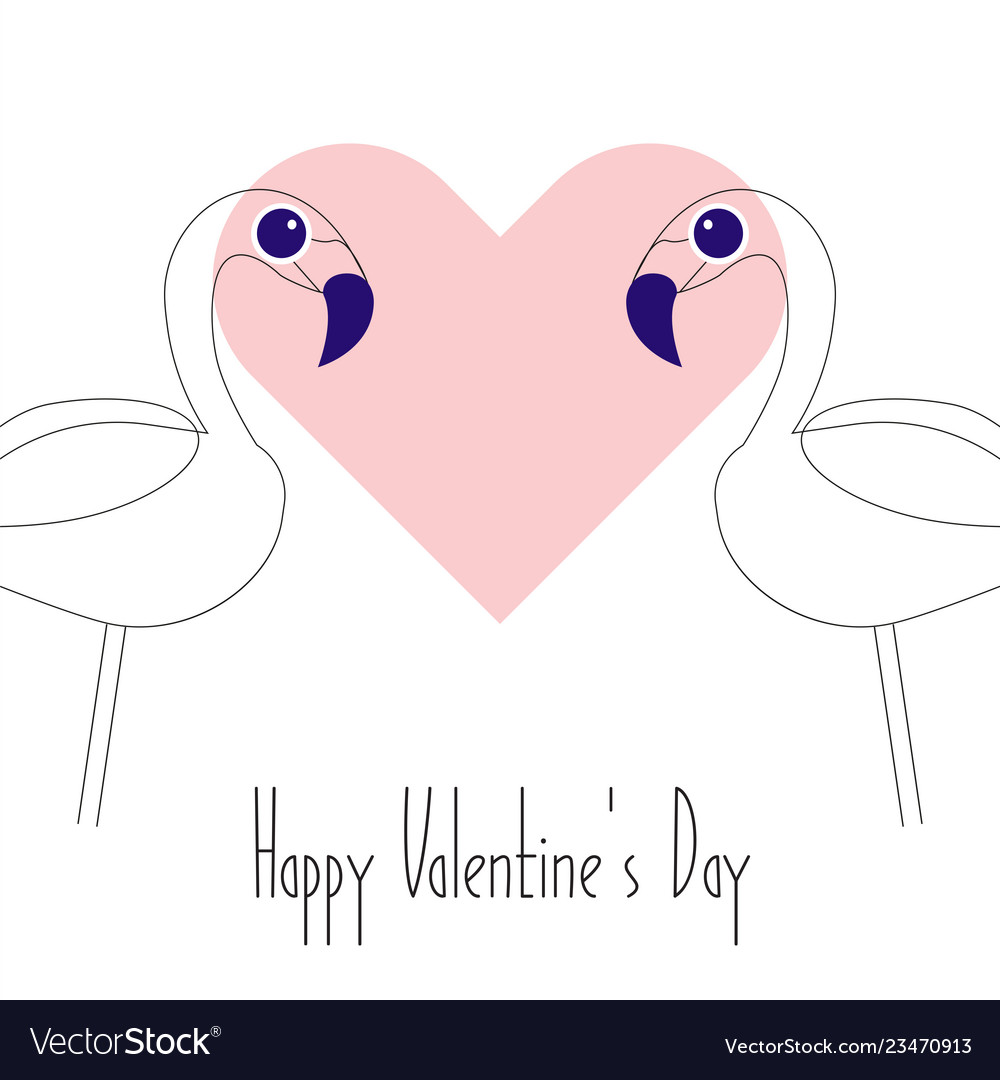 Happy valentine s day pair of flamingo Royalty Free Vector