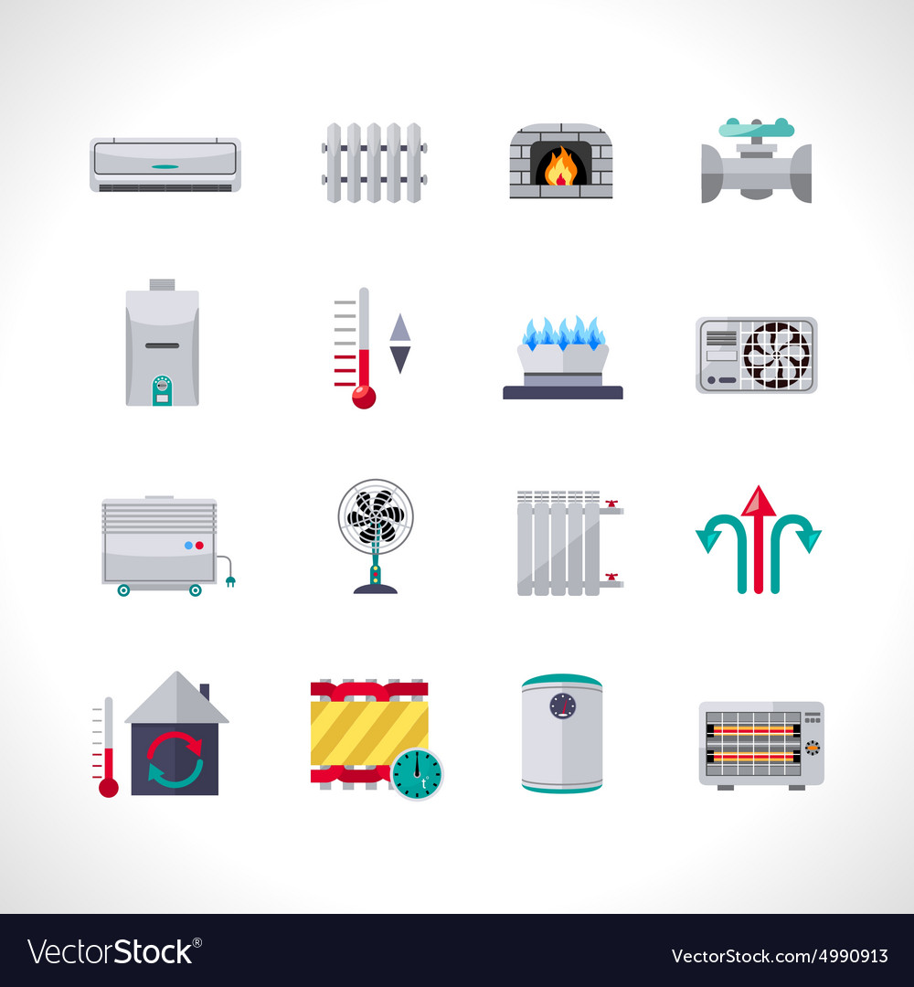 Heating Icons Set Royalty Free Vector Image - VectorStock