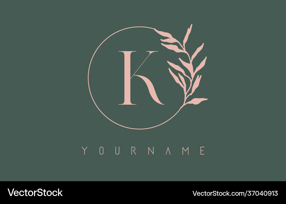 K letter logo design with dust pink circle Vector Image