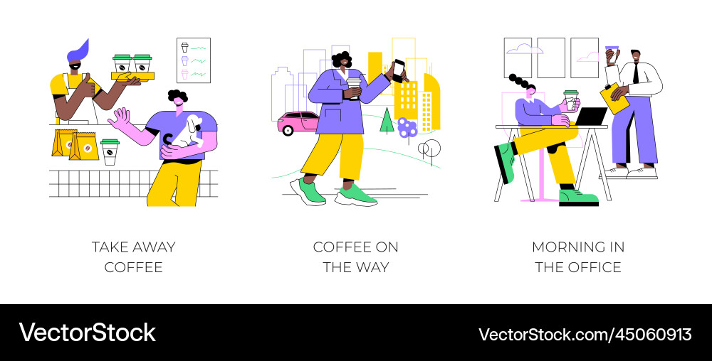 Morning coffee isolated cartoon Royalty Free Vector Image