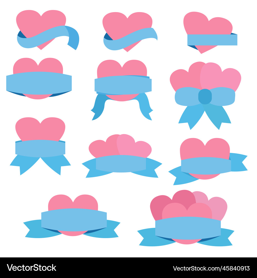 Pink heart icon with blue ribbon Royalty Free Vector Image