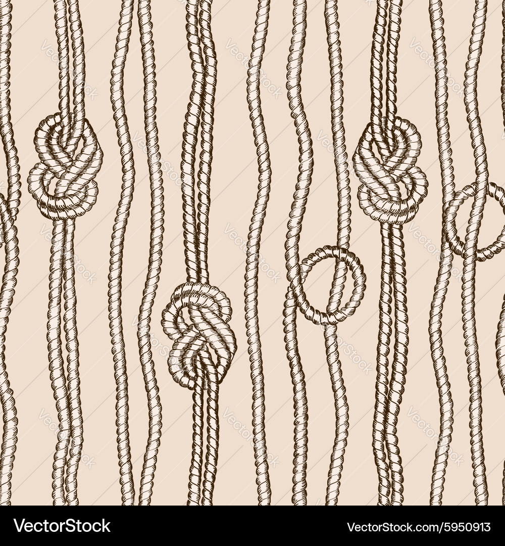 Seamless pattern of ropes with marine knots Vector Image
