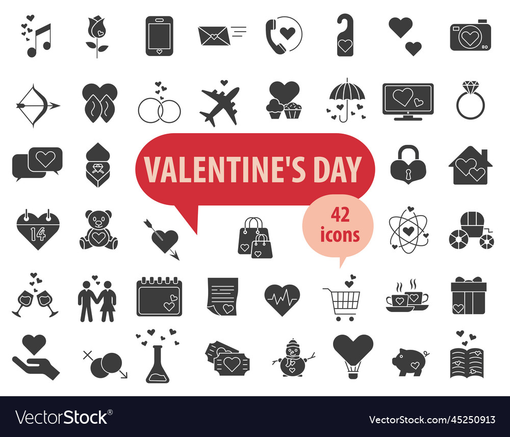 Set of valentines day elements such as hearts Vector Image