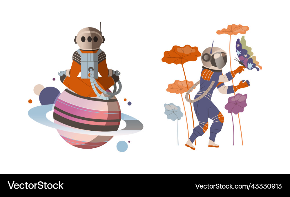 Spaceman or astronaut man character in space suit Vector Image