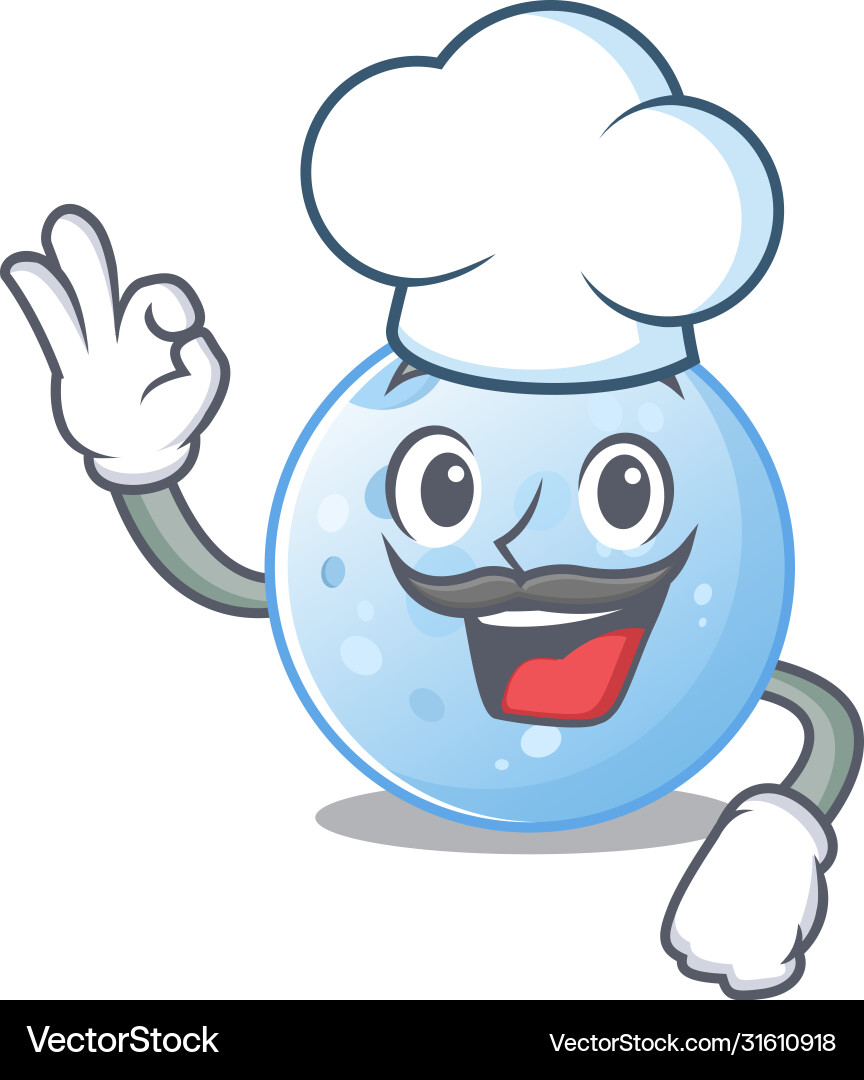 Blue moon chef cartoon design wearing white hat Vector Image