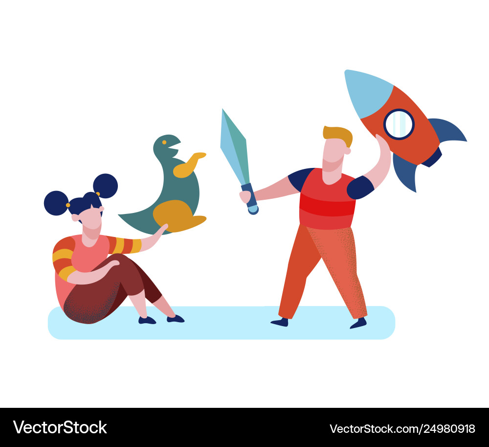 Children kids playing cartoon Royalty Free Vector Image