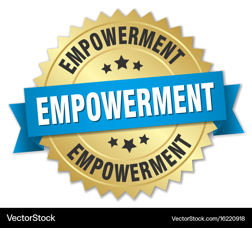 Empowerment round isolated gold badge Royalty Free Vector