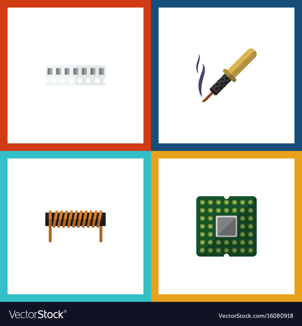 Flat icon technology set of memory bobbin repair Vector Image