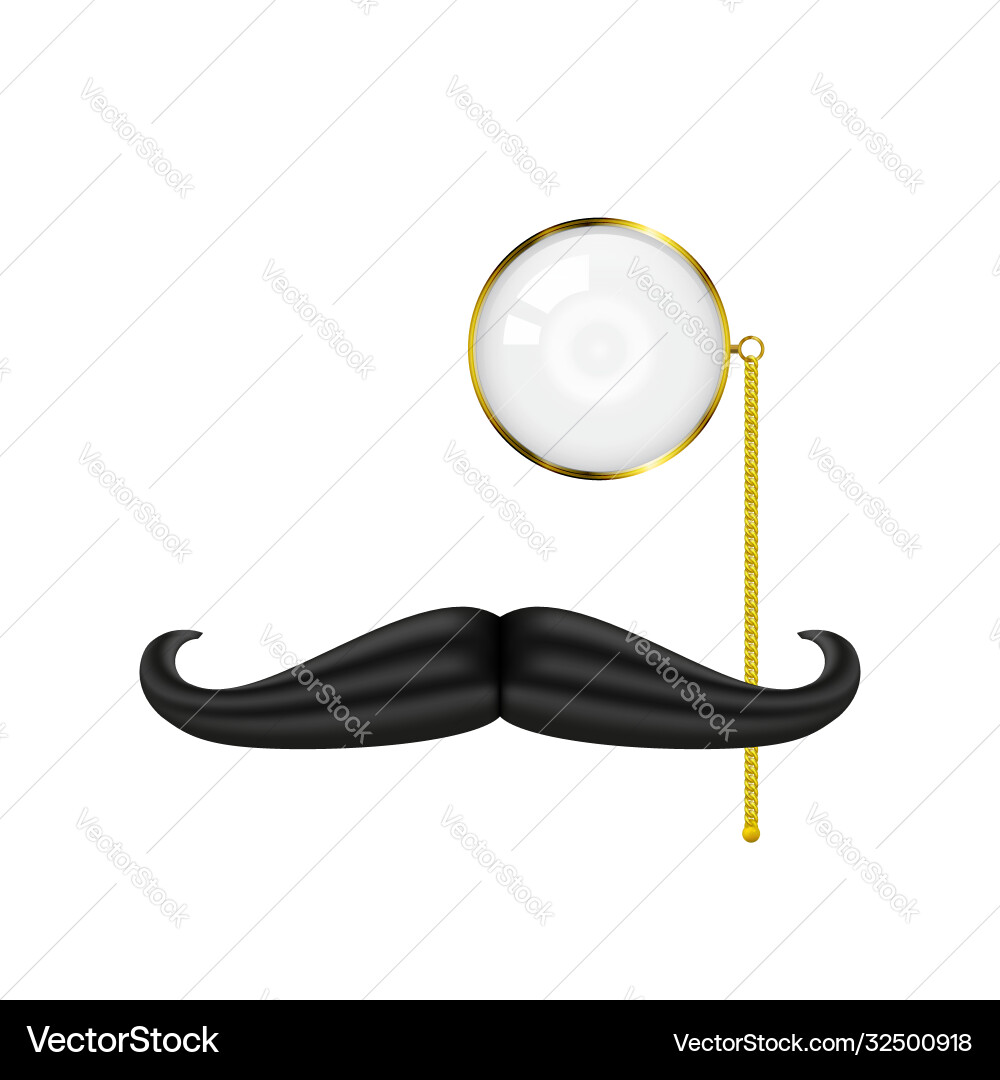 Golden monocle and mustache gentlemans set Vector Image
