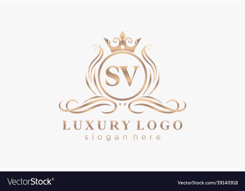 Initial sv letter royal luxury logo template Vector Image