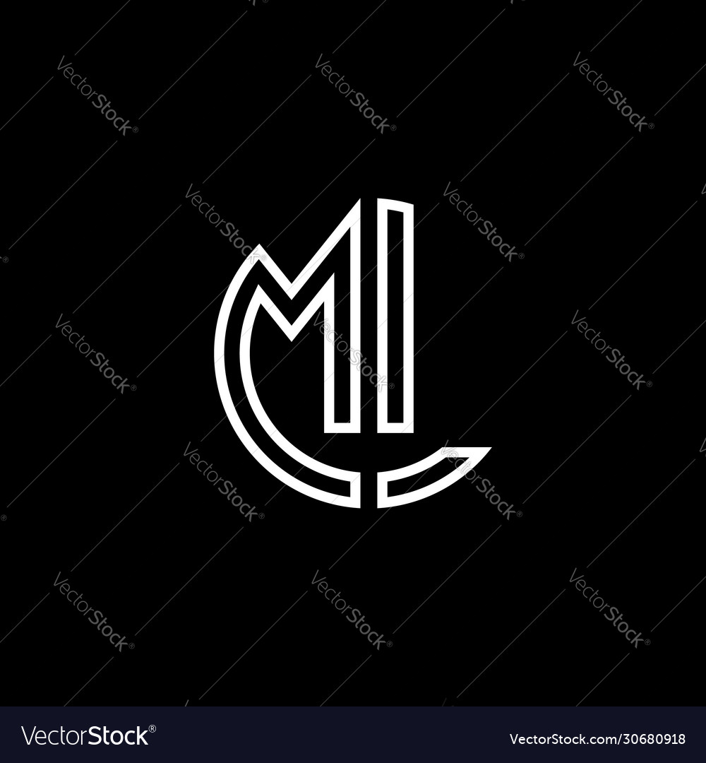 Ml monogram logo circle ribbon style outline Vector Image