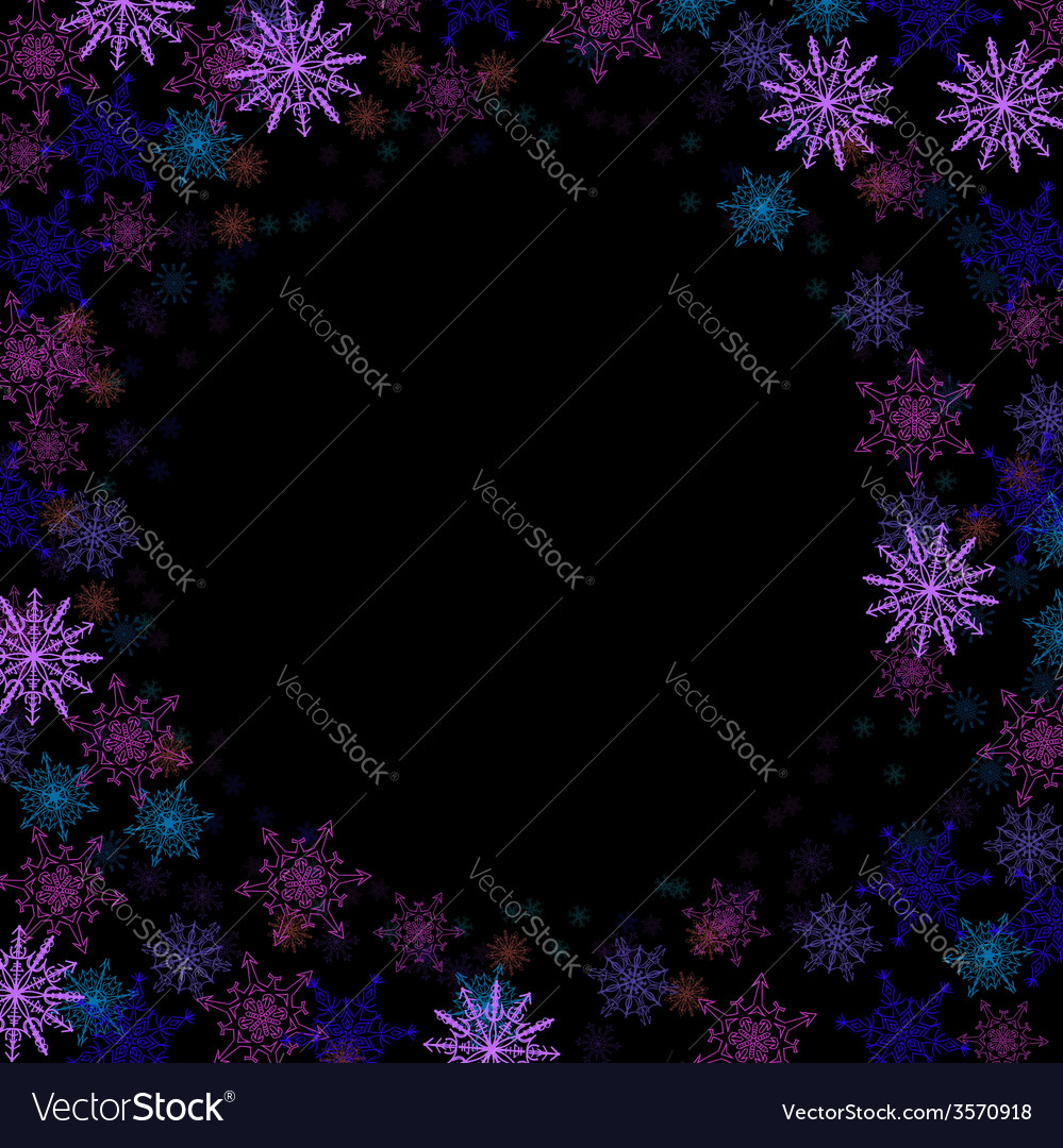 Rectangular frame with colorful small snowflakes Vector Image